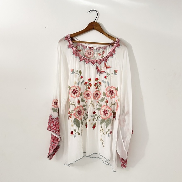 Johnny Was | Tops | Johnny Was Off White Coral And Green Rayon Grace ...